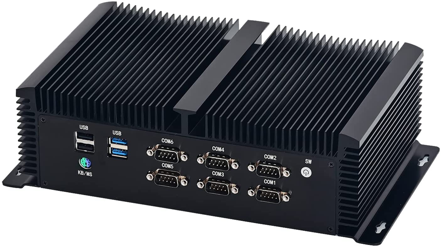 Fanless Industrial Computer Mini PC Intel Core i7 10870H Processor 32GB DDR4 Ram 1TB M.2 2280 SSD 3xHD 8xUSB 6xCOM Intel UHD Graphics Windows 10 Pro WOL PXE