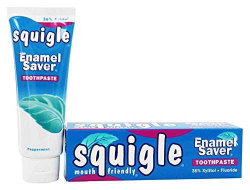 Squigle Enamel Saver Toothpaste, Canker Sore Treatment and Prevention, SLS Free Toothpaste, 36% Xylitol Toothpaste, Prevents Cavities, Perioral Dermatitis, Bad Breath, Chapped Lips - 1 Pack