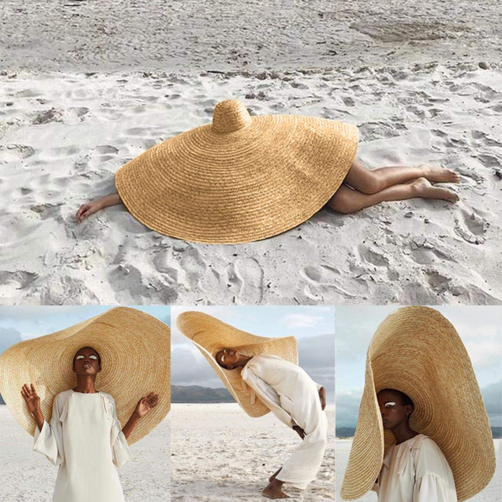 Beach Hat Oversized Sun Straw Hat Wide Brim Floppy Foldable Hats for Women Anti-UV Sun Protection Roll up Cap Cover Summer Beach Sun Large Brim Hat