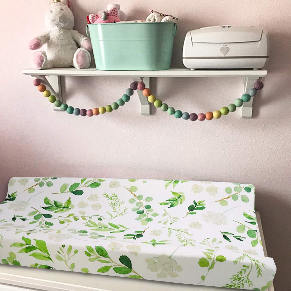 Green Leaves Crib Sheet and Changing Pad Covers,Bassinet Sheet