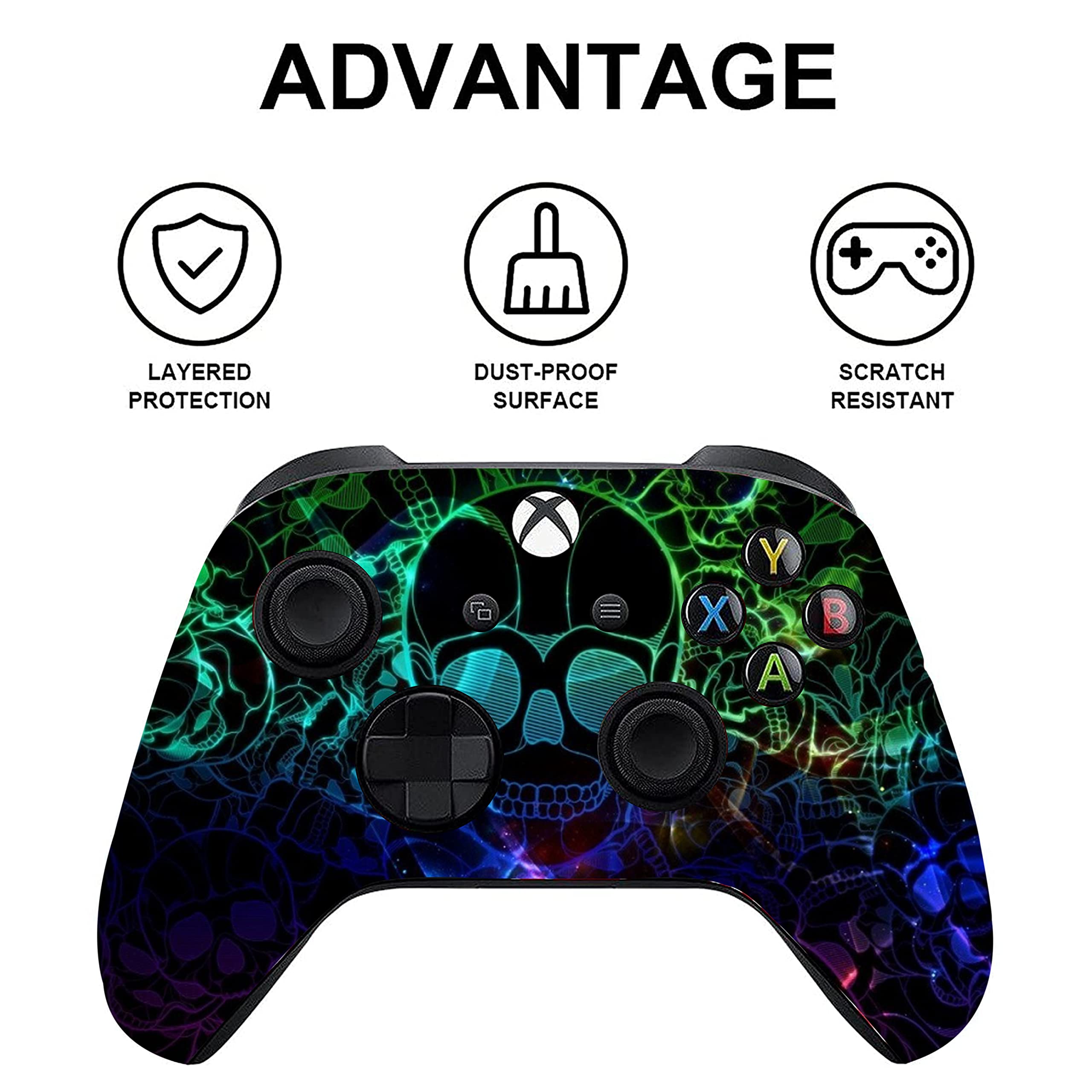 MODUCQY Skull X-Box Series X Skins Set,Cool Horror Stickers Protector Wrap Cover Protective Faceplate Full Set Compatible with X-Box Series X Console and Controller Skins
