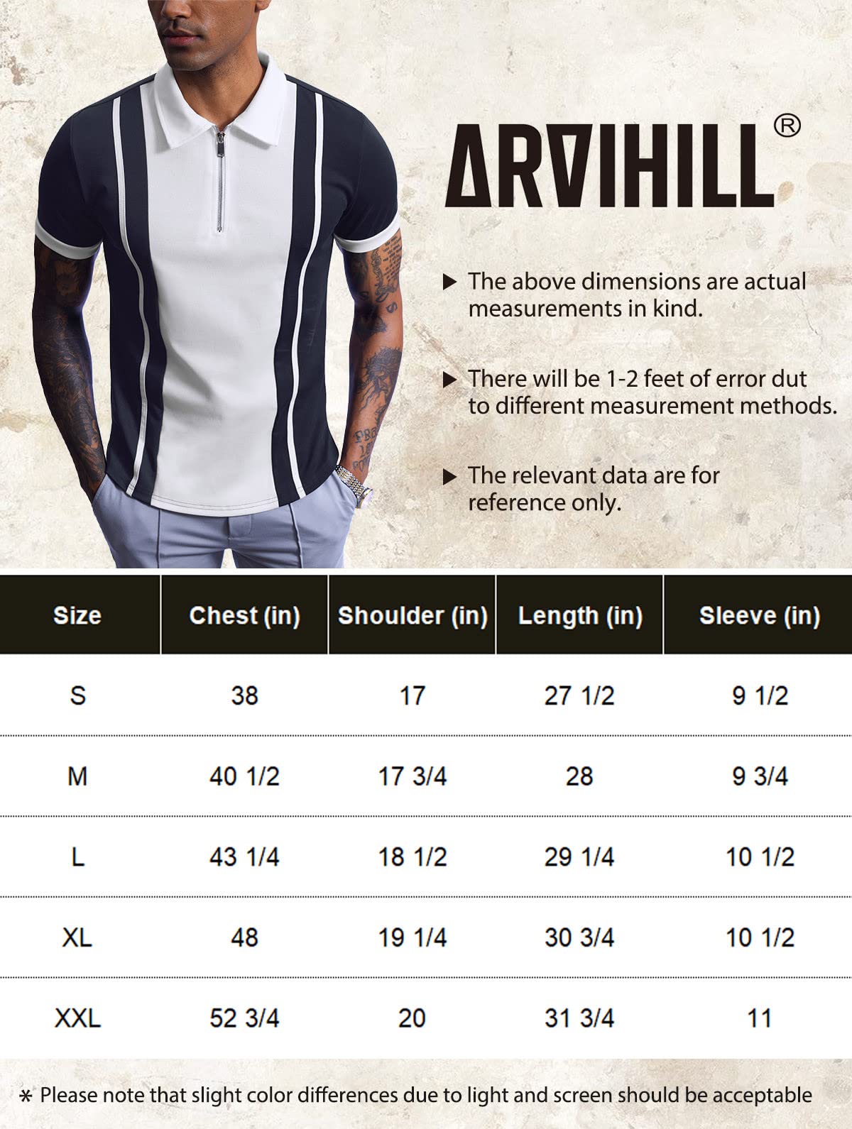 Arvilhill Man Zipper Polo Shirt 1940s Striped Printing Polo Shirt Zip Up Polo Tshirt S