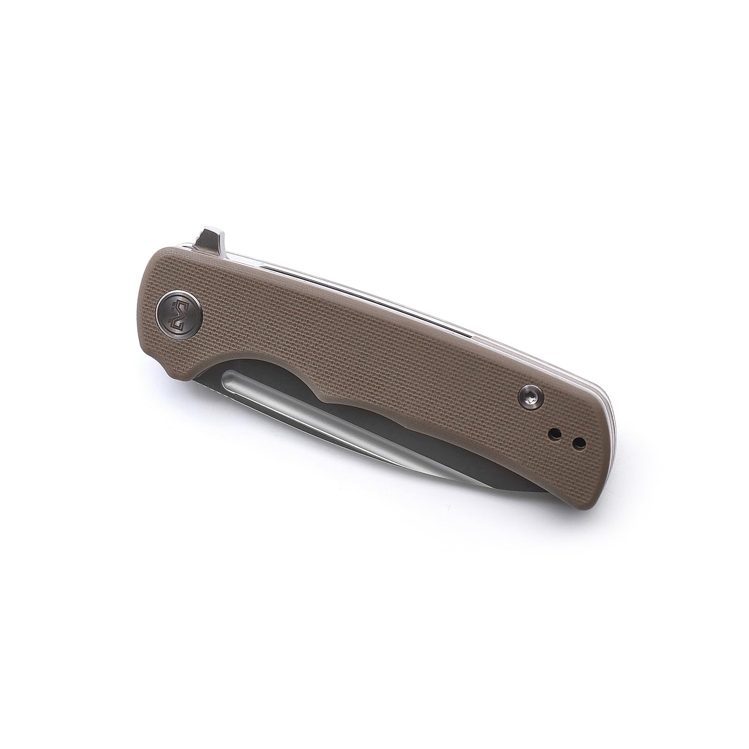Miguron Knives M Talism Flipper Folding Knife 3.01" Satin D2 Blade Tan G10 Handle Pocket Knife MGR-810TN