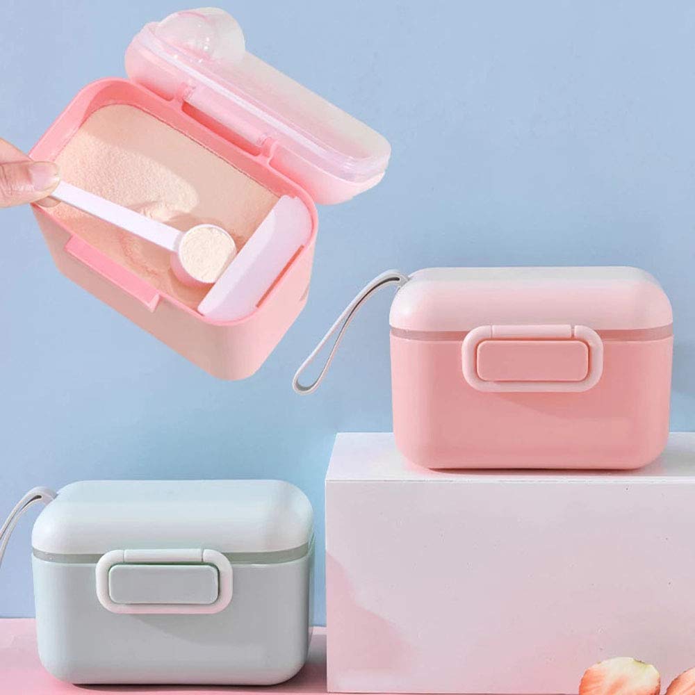 CHDHALTD Baby Milk Powder, Portable Baby Food Storage Box Essential Cereal Infant Milk Powder Box Toddle Snacks Container(400ML,Pink)