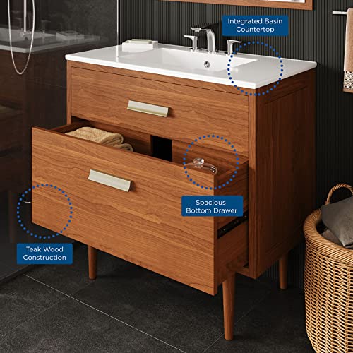 Modway Cassia 36" Bathroom Vanity, 36 Inch, Natural White