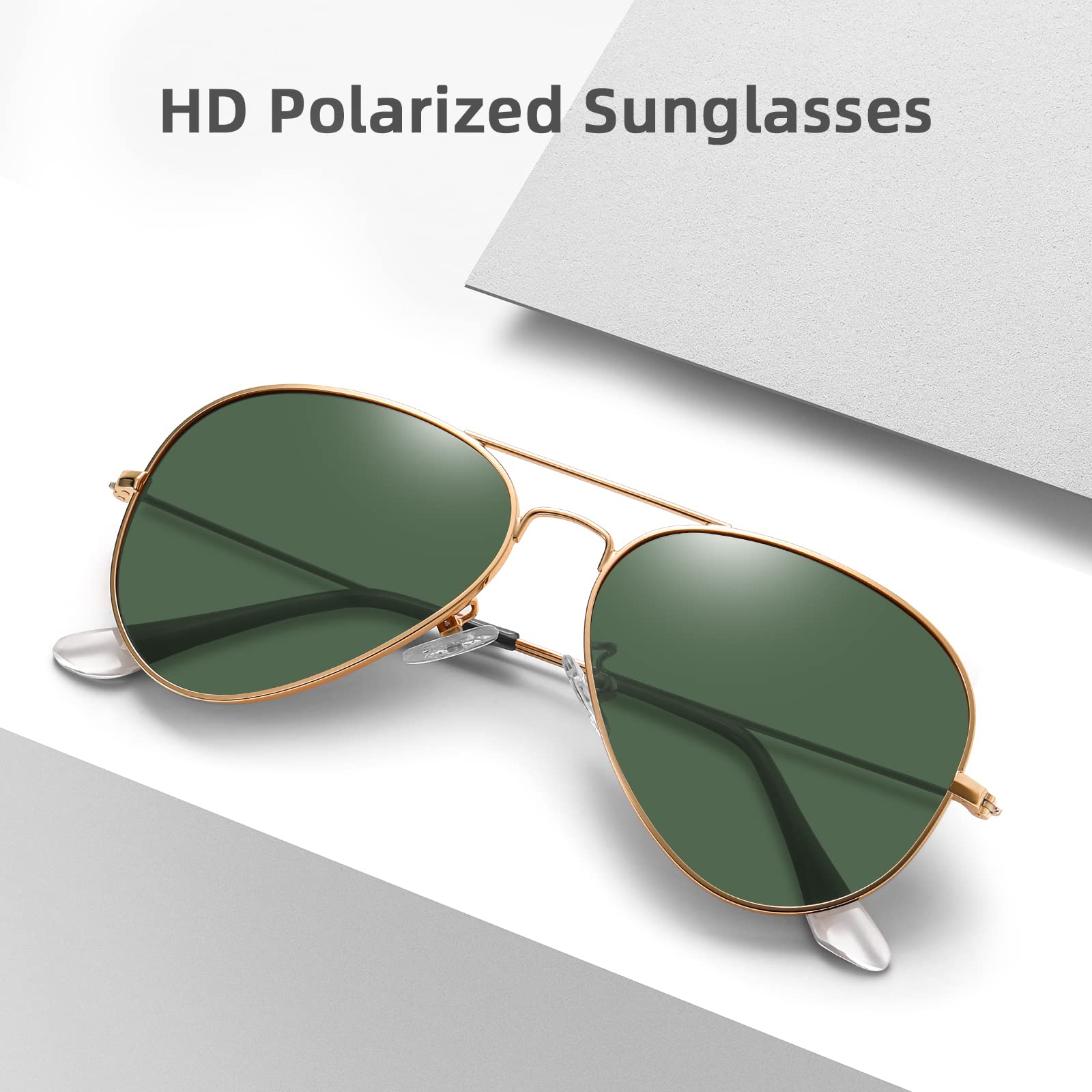 MEETSUN Aviator Sunglasses for Men Women Driving Polarized UV400 Protection Metal Frame(3-Pack-Black+Dark Green+Brown Lens)