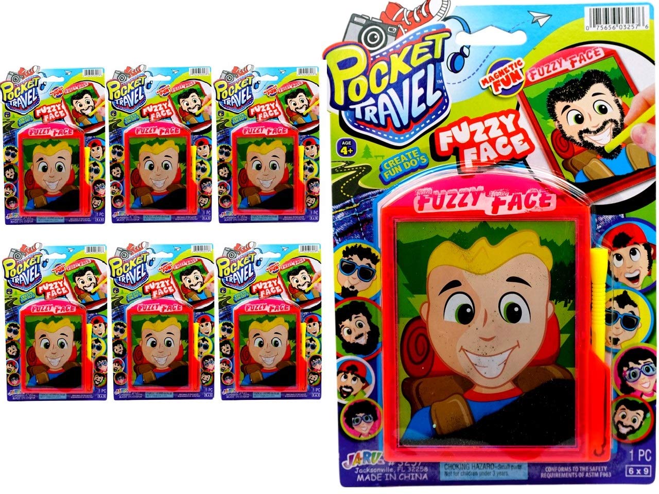 JA-RU Magnetic Face Toy (6 Units) Funny Beard, Hair & Fuzzy Face Magnetic Toy. Hand Held Road Trip Games. Retro Toys for Kids. Christmas Stocking Stuffers. 3257-6
