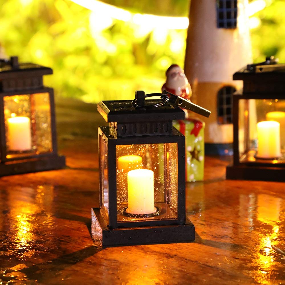 JF-XUAN Solar Light 1/2 Packs Solar Powered LED Lantern Lights aterproof Outdoor Garden Light Hang Lamp with Clip for Home Garden Decoration D30 Powered Spotlight