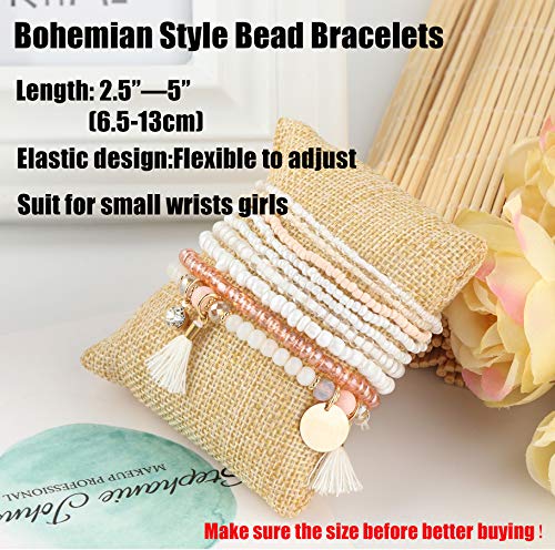 MILACOLATO 6Sets Boho Bead Bracelets Set Multilayered Stackable Bracelets Comfortable Stretch Bracelets Multicolor Bohemian Charm Bracelets for Women Girls