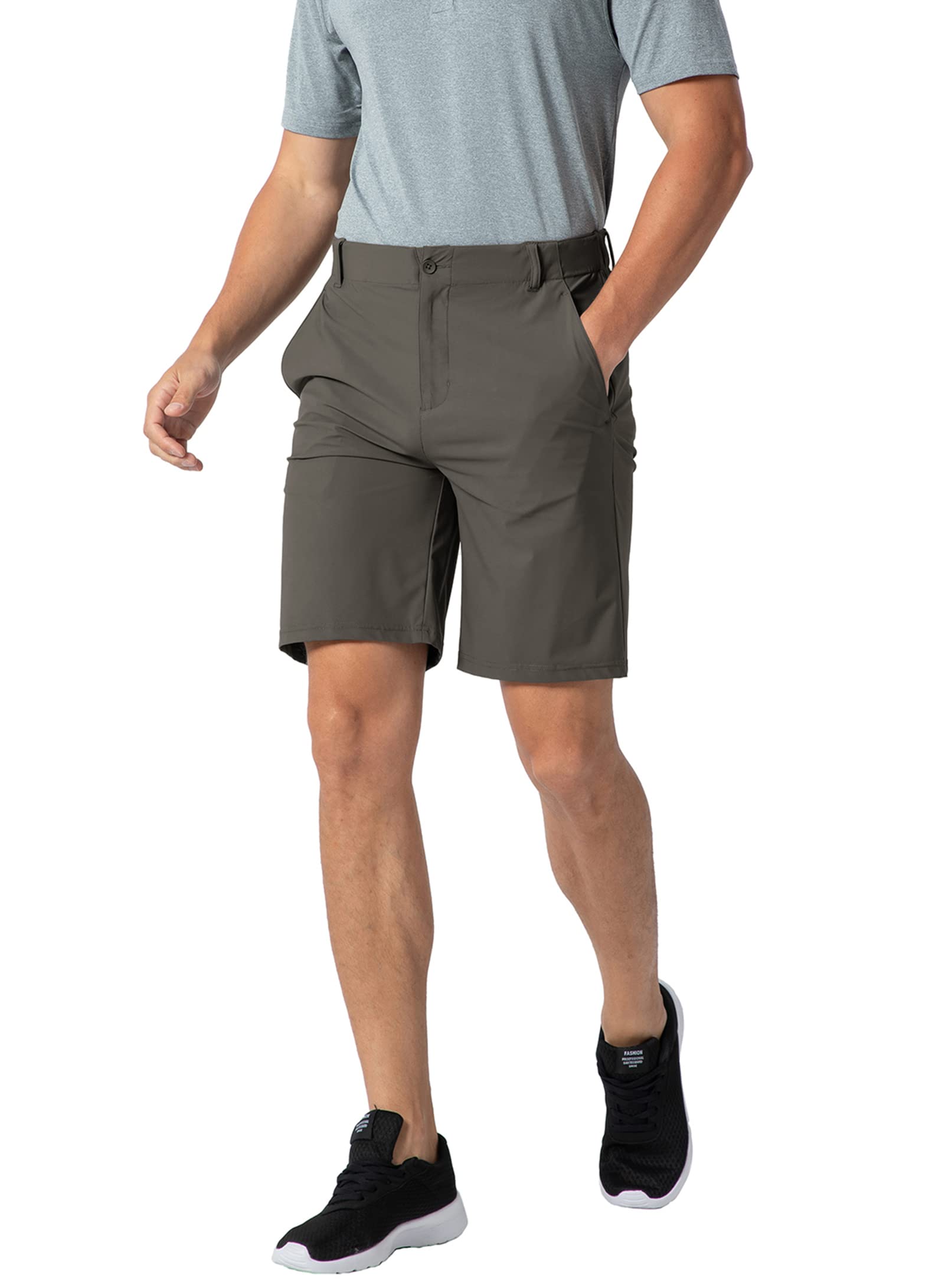BASUDAM Men's Golf Shorts Cool Summer Nylon Stretch Classic-Fit Coffee 40