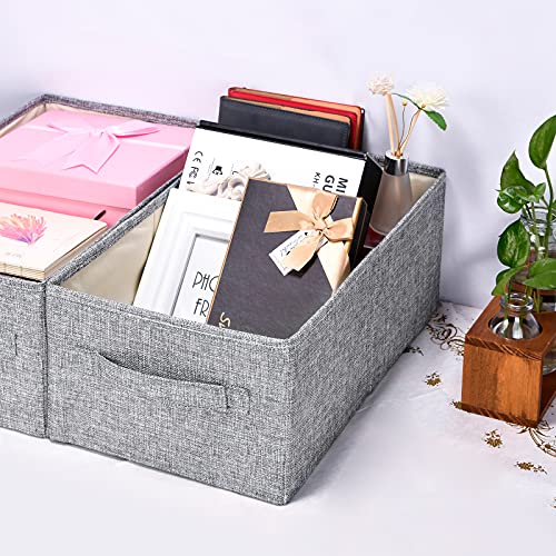 KINGSUSLAY Collapsible Fabric Storage Basket, Storage Bins and Baskets for Organizing, Perfect for Easter Gift Stuffers, Clothes, Nursery, Toys,Closet Bins(Grey-3PCS, 16.15x10x6.5Inch)