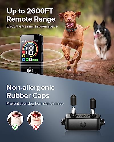 Dog Shock Collar, Ycoev Dog Training Collar with Remote, IP67 Waterproof Shockers Collar for Large Medium Small Dogs Electric Collar for Dogs with 4 Modes Beep, Vibration, Shock, Dog Finder