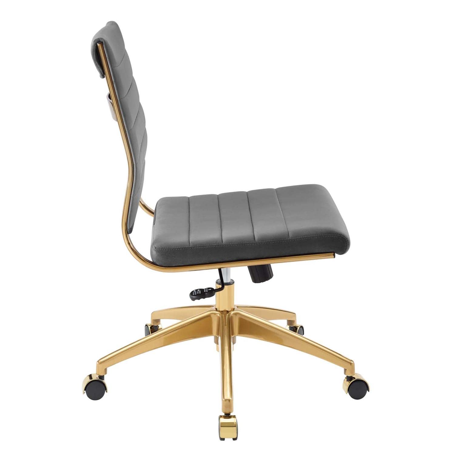 Modway Jive Ribbed Performance Velvet Mid Back Armless Computer Desk Swivel Office Chair in Gray