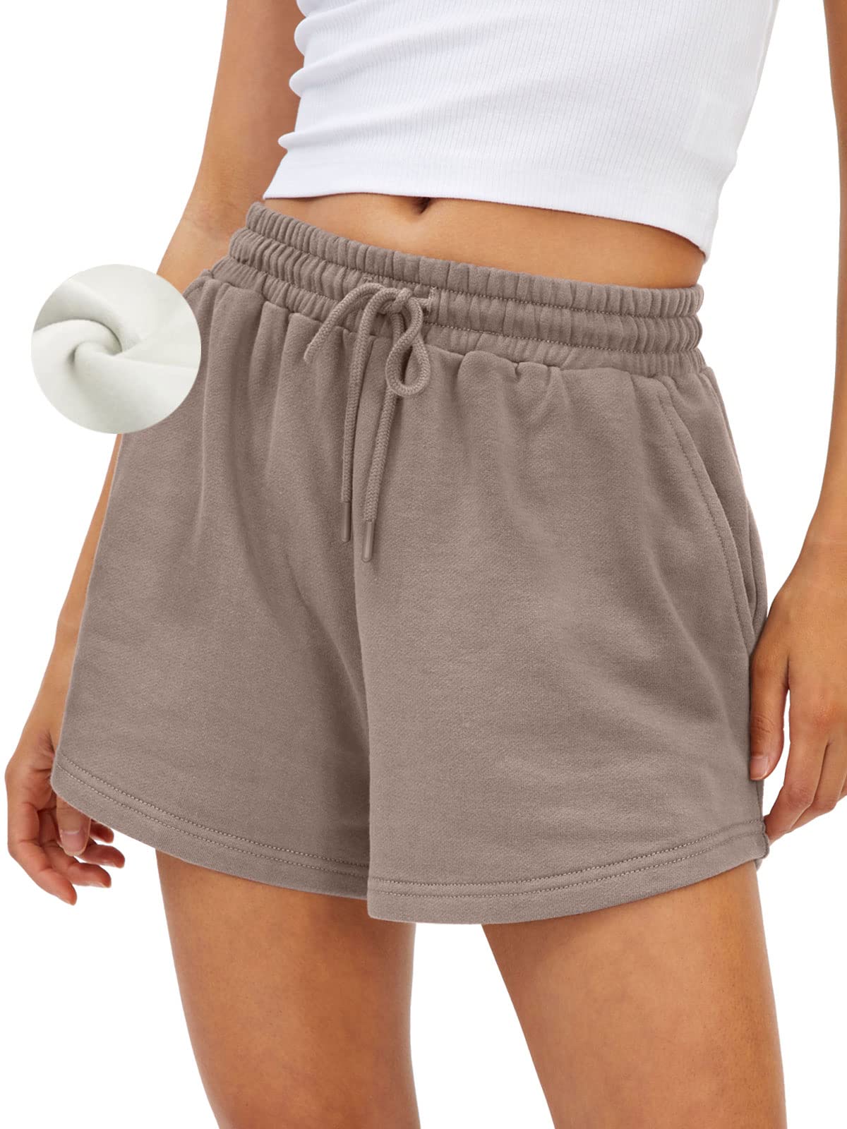 AUTOMET Womens Sweat Shorts Casual Summer Athletic Shorts Elastic Comfy Running Shorts High Waist Pockets Shorts