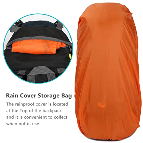 Esup 70L Hiking Backpack Camping Backpack Backpacking Backpack, Mountaineering Backpack with 65L+5L Rain Cover (Dark Blue)
