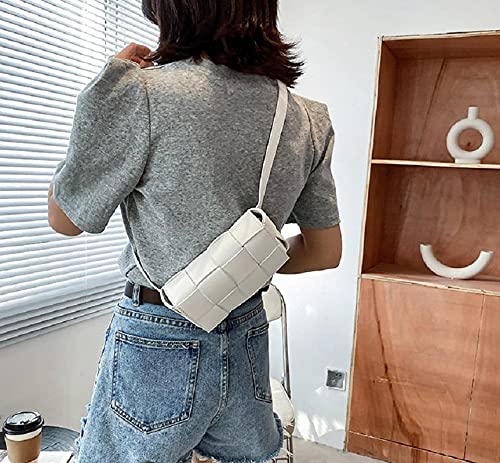 Leiona Women's Woven Shoulder Bag Fashion Messenger Bag Small Square Bag Solid Color Shoulder Bag