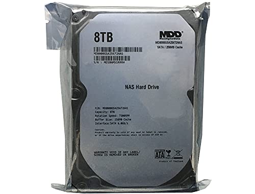 MaxDigitalData 8TB 7200 RPM 256MB Cache SATA 6.0Gb/s 3.5" Internal Hard Drive for NAS Network Storage (MD8000GSA25672NAS) - 3 Years Warranty