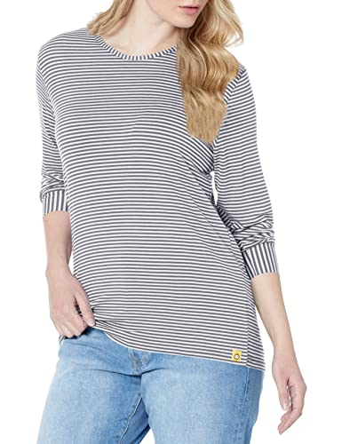 WonderWink Women's Striped Long Sleeve Tee, Pewter/White, Medium