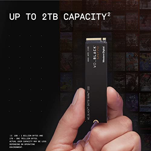 WD_BLACK 1TB SN770 NVMe Internal Gaming SSD Solid State Drive - Gen4 PCIe, M.2 2280, Up to 5,150 MB/s - WDS100T3X0E