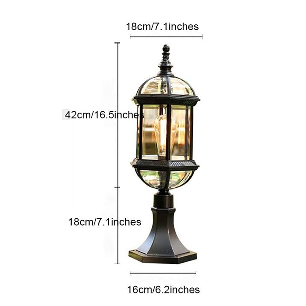 Mrdsre 3-Layer 8-inch Column Lamp Vintage Outdoor Glass LED Post Lighting Rustic Waterproof Led Pillar Wall Lamp Villas Garden Porch Home Landscape Pathway Lights