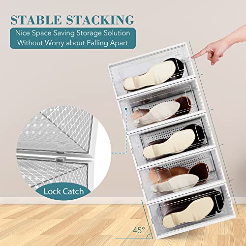 EazeHome Boot Box, Boot Storage, Boot Storage Solutions, 8 Pack Plastic Boot Storage Boxes, Stackable Storage Bins, Tall Boot Storage, Boot Storage Boxes for Tall Boots, Under Bed Boot Storage