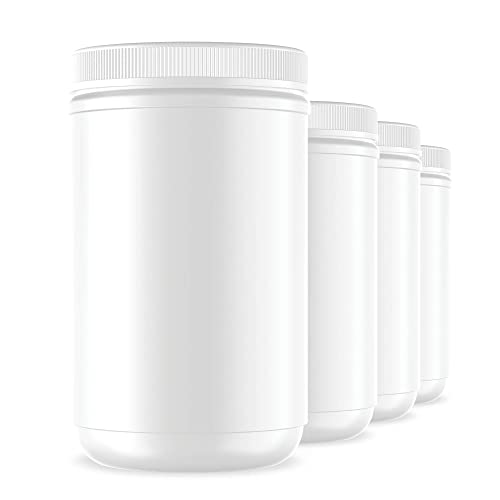 DivaniĀ® Plastic Containers with Screw on Lids - 32 oz Quart Hot or Cold Freezable Food Ice Cream Jars White BPA Free - Set of 4