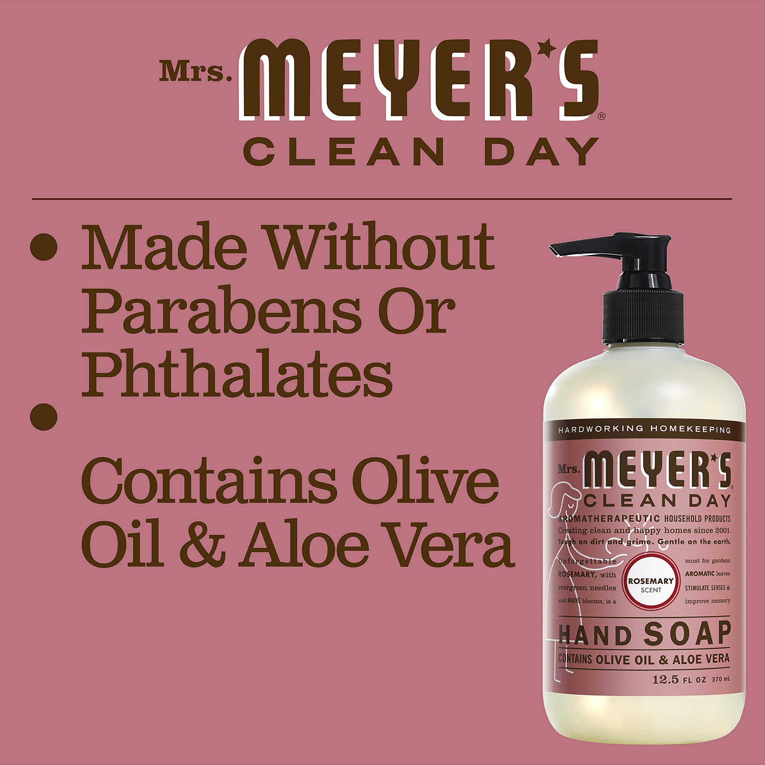 Mrs. Meyer's Clean Day Liquid Hand Soap, Rosemary Scent, 12.5 OZ (Pack of 3)