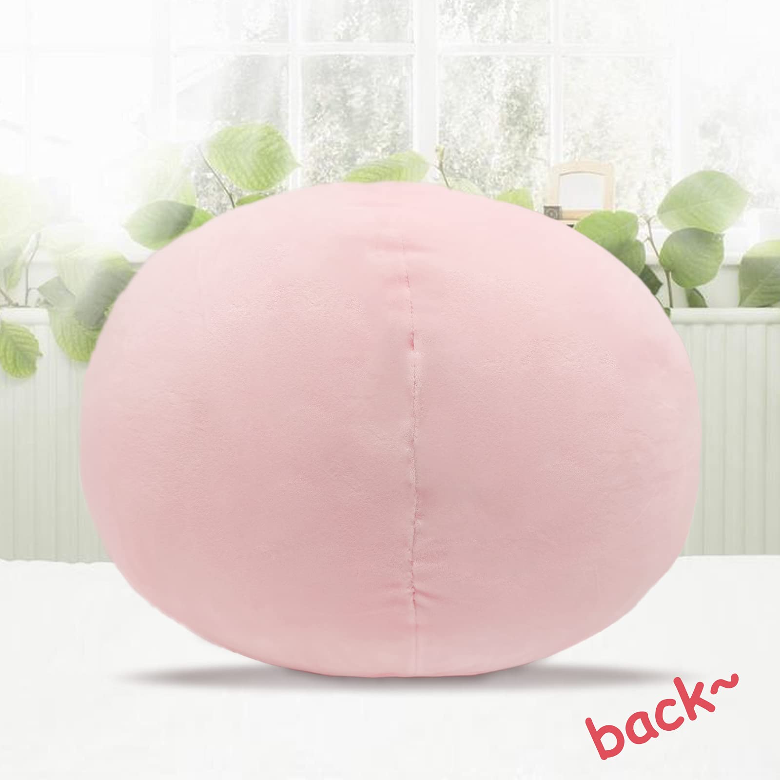 JoeRita Stuffed Animal Pillow Cute Big Eyes Plush Toy Game Round Cushion Doll Kids Birthday Gift Sleeping Home Decoration (Pink,13.7x7.8in)