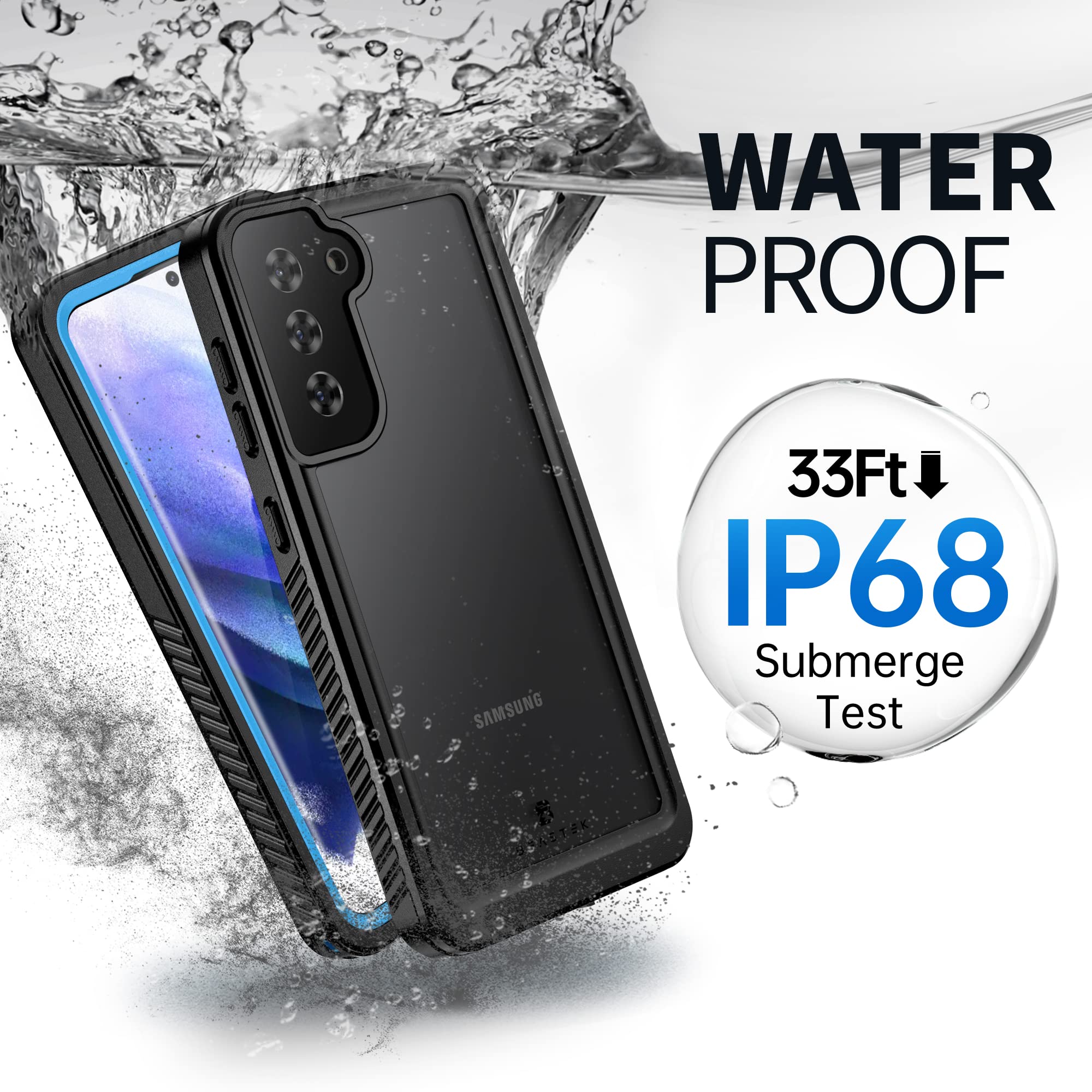 BEASTEK Galaxy S21 Ultra Waterproof Case, Shockproof Dustproof IP68 Underwater Case, FSN Series with Built-in Screen Protector Anti-scratch 360 Cover, for Samsung Galaxy S21 Ultra (6.8'') (Teal)