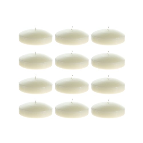 Mega Candles - Unscented 3" Floating Disc Candles - Ivory, Set of 12