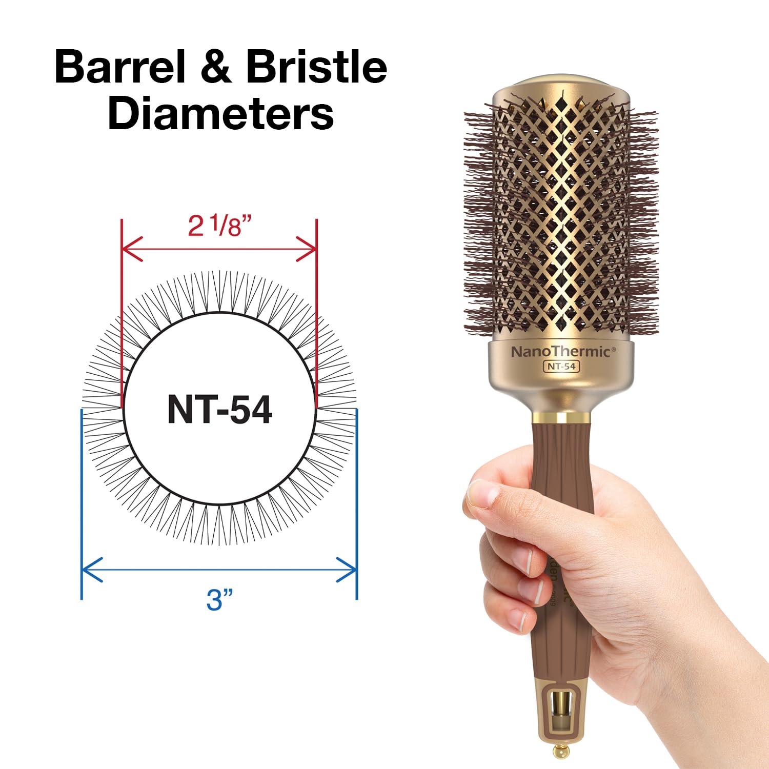 Olivia Garden NanoThermic Ceramic + Ion Round Thermal Hair Brush NT-54 (2 1/8")