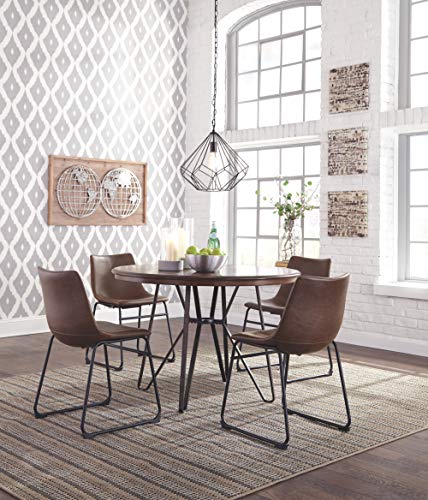 Signature Design by Ashley Mid Century Centiar Dining Bucket Chair, 2 Count, Black and Brown