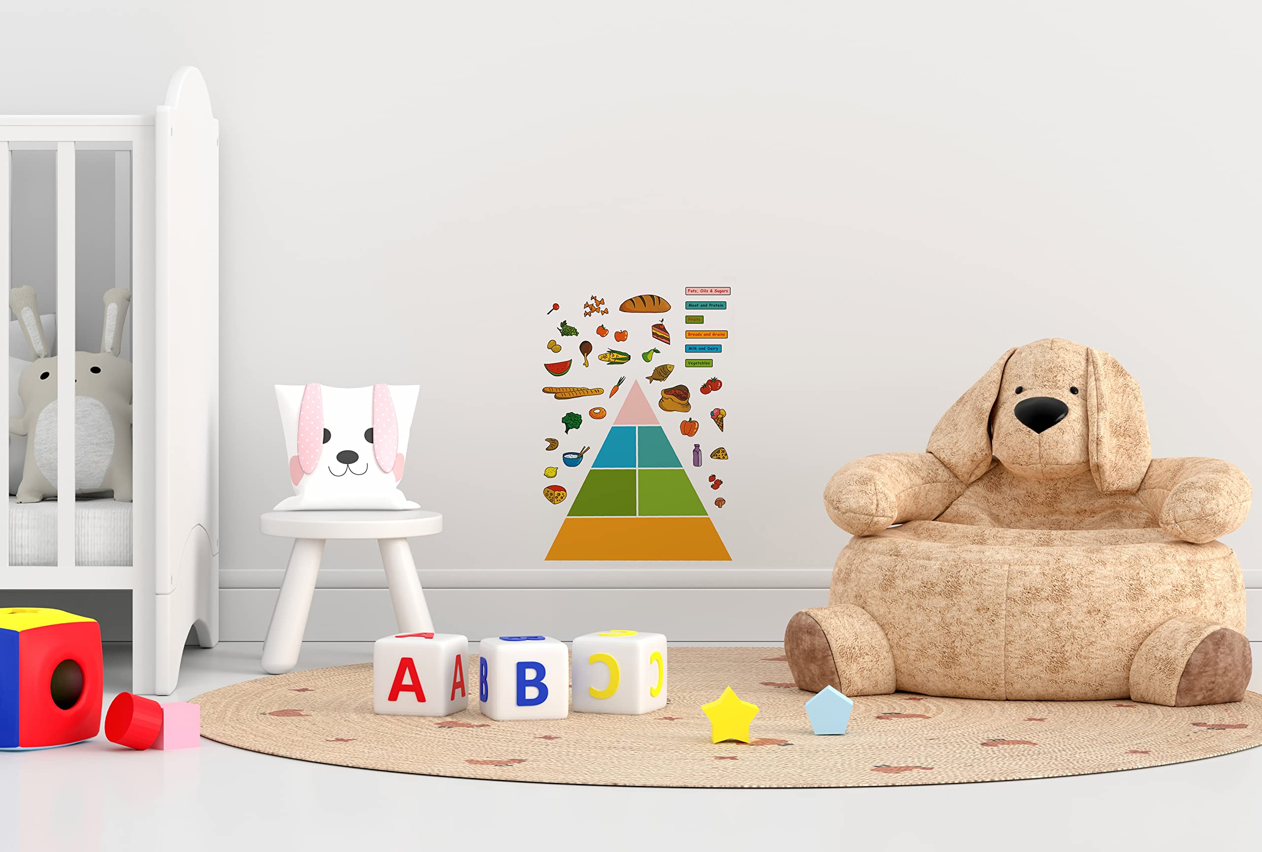 Kids Learning Food Pyramid Artwork Room Decor Wall Sticker Decal15 W X 23" H (1 Piece) (W-0012)