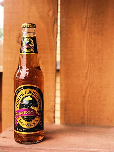 Flying Cauldron Butterscotch Beer (12 Fl Oz (Pack of 4)), Vanilla Cream Soda Brew, All- Natural, Non-Alcoholic and Caffeine free.