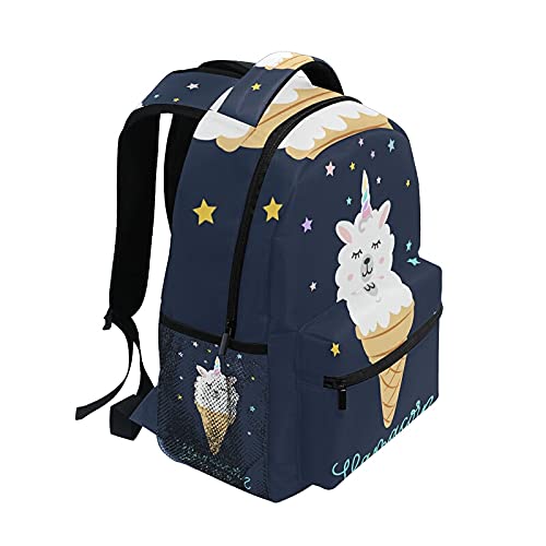 Cute Llama School Backpacks Cartoon Ice Cream Student Backpack Big For Girls Kids Elementary School Shoulder Bag Bookbag