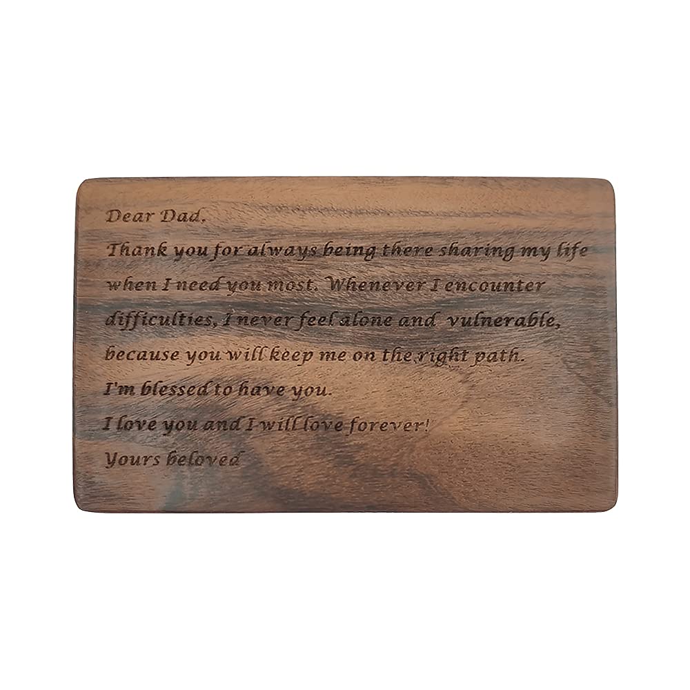 MOJIA Personalized Engraved Wood Wallet Insert Card for Men Women, Custom Wallet Cards for Husband from Wife, Mini Love Note, Boyfriend Deployment Gift (Red wood)