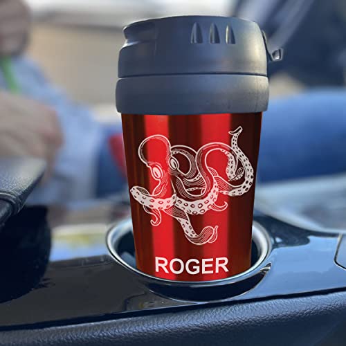 LaserGram 16oz Coffee Travel Mug Widow Spider, Personalized Engraving Included (Red)