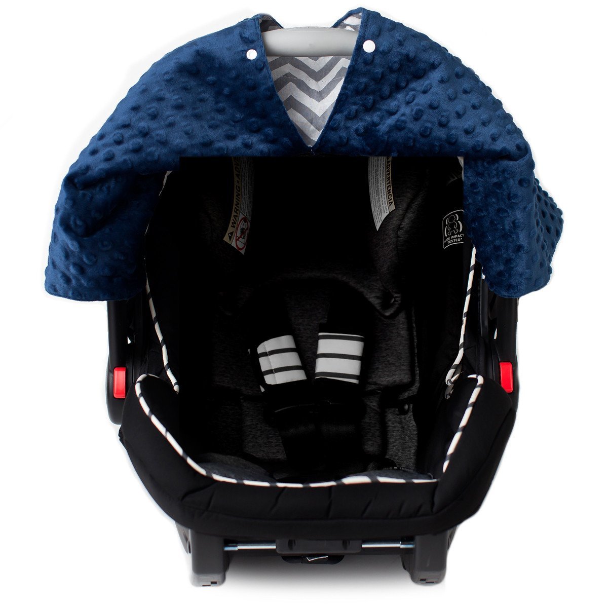 Kids N’ Such Peekaboo Baby Car Seat Cover Car Seat Canopy & Nursing Cover, Chevron/Navy Minky