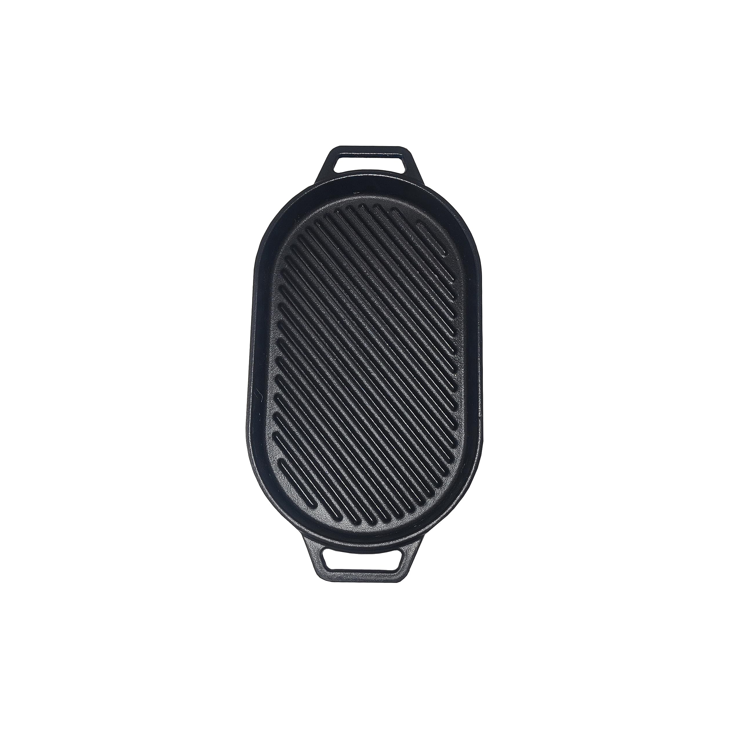 JAQKITU Oval Cast Iron Frying Pan for Steaks and Vegetables Convenient, Novel and Stylish
