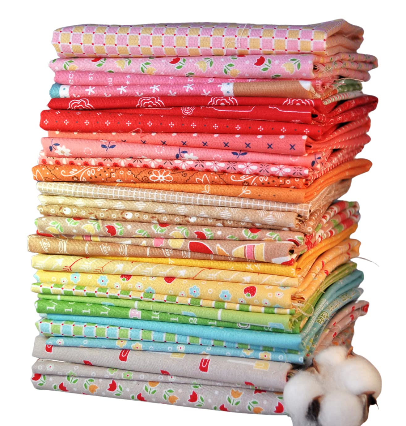 Heart and Home Fabrics Lori Holt Fabrics 10 Mixed Scrap Fat Quarters for Riley Blake, 2 12 Yards Total, 100 Cotton
