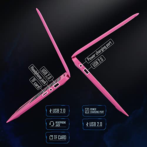G-Anica Laptop Computer(10.1 inch), Quad Core Powered by Android 12.0, Netbook Computer with WiFi, Webcam and Bluetooth, Mini Laptop with Bag, Mouse, and Mouse Pad for Kids and Adults(Pink)