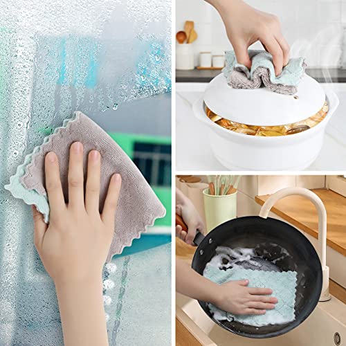GADIEDIE 10 Pack Kitchen Dish Cloths Dish Towels,Super Absorbent Coral Fleece Cloth,Premium Dishcloths,Nonstick Oil Washable Fast Drying Dish Rags,Reusable Cloth forTable Chair Dish Glass
