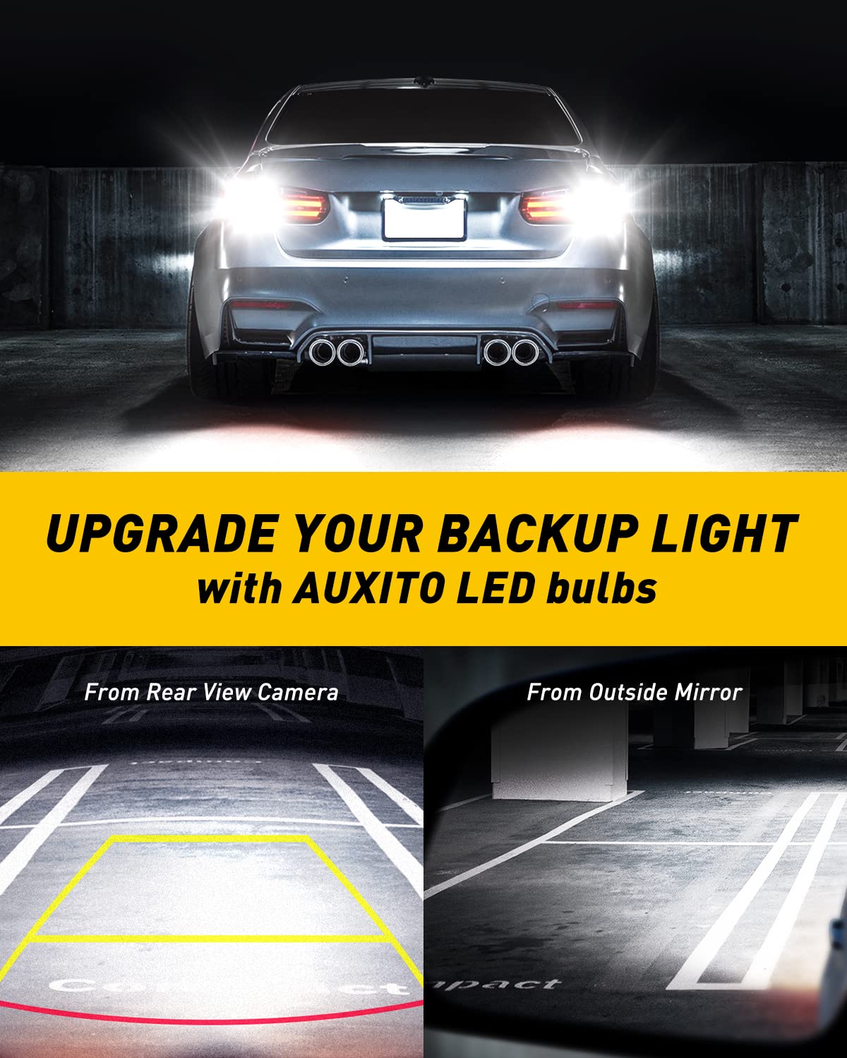 AUXITO 912 921 LED Bulb for Backup Light Reverse Lights High Power 2835 15-SMD Chipsets Error Free T15 906 922 W16W Bulbs, 6000K White (Upgraded, Pack of 2)