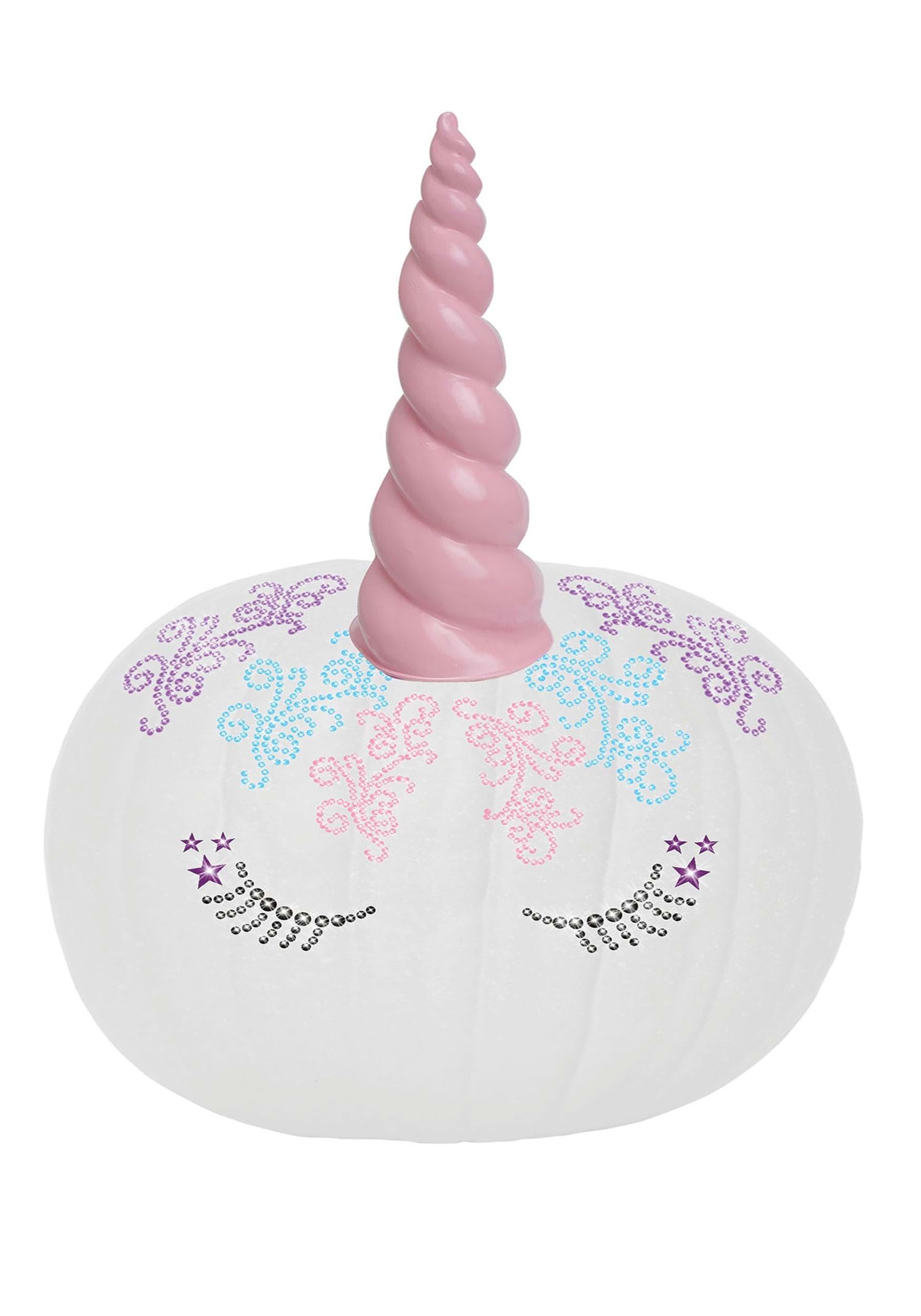 HearthSong 3-D Unicorn Pumpkin Decorating Kit - Halloween Arts and Crafts for Kids - Includes Pumpkin Paint, Jewel Designs, Screw in Horn