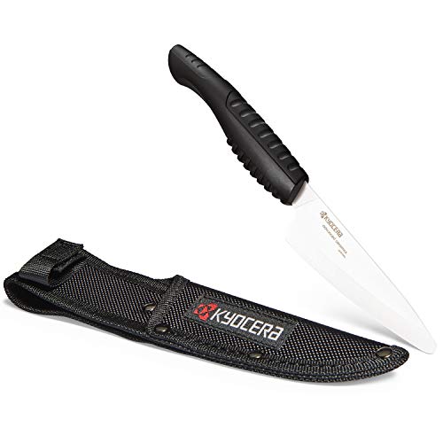 Kyocera Outdoor Ceramic Camp Kitchen Knife and Sheath Set, 4", Black