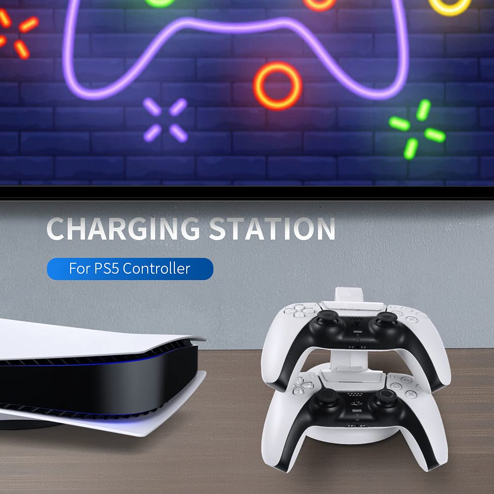 AuyKoo PS5 Controller Charging Station for Playstation 5, PS5 Holder Stand Fan Cooler Gamepad Charging Cradle for Playstation 5