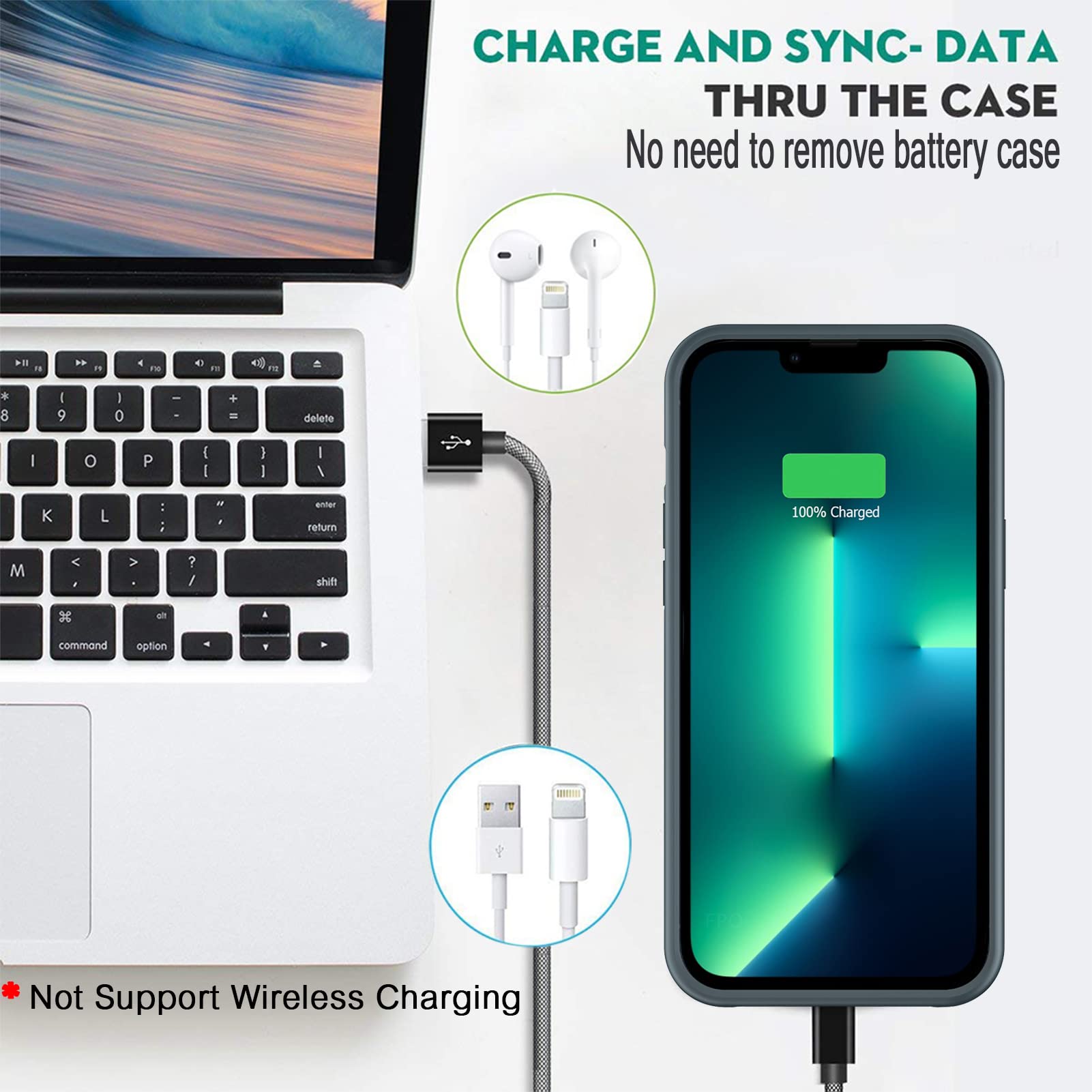Battery Case for iPhone 13 Pro, 7000mAh Slim Portable Rechargeable Battery Pack Charging Case Compatible with iPhone 13 Pro (6.1 inch) Extended Battery Charger Case (Navy Blue)
