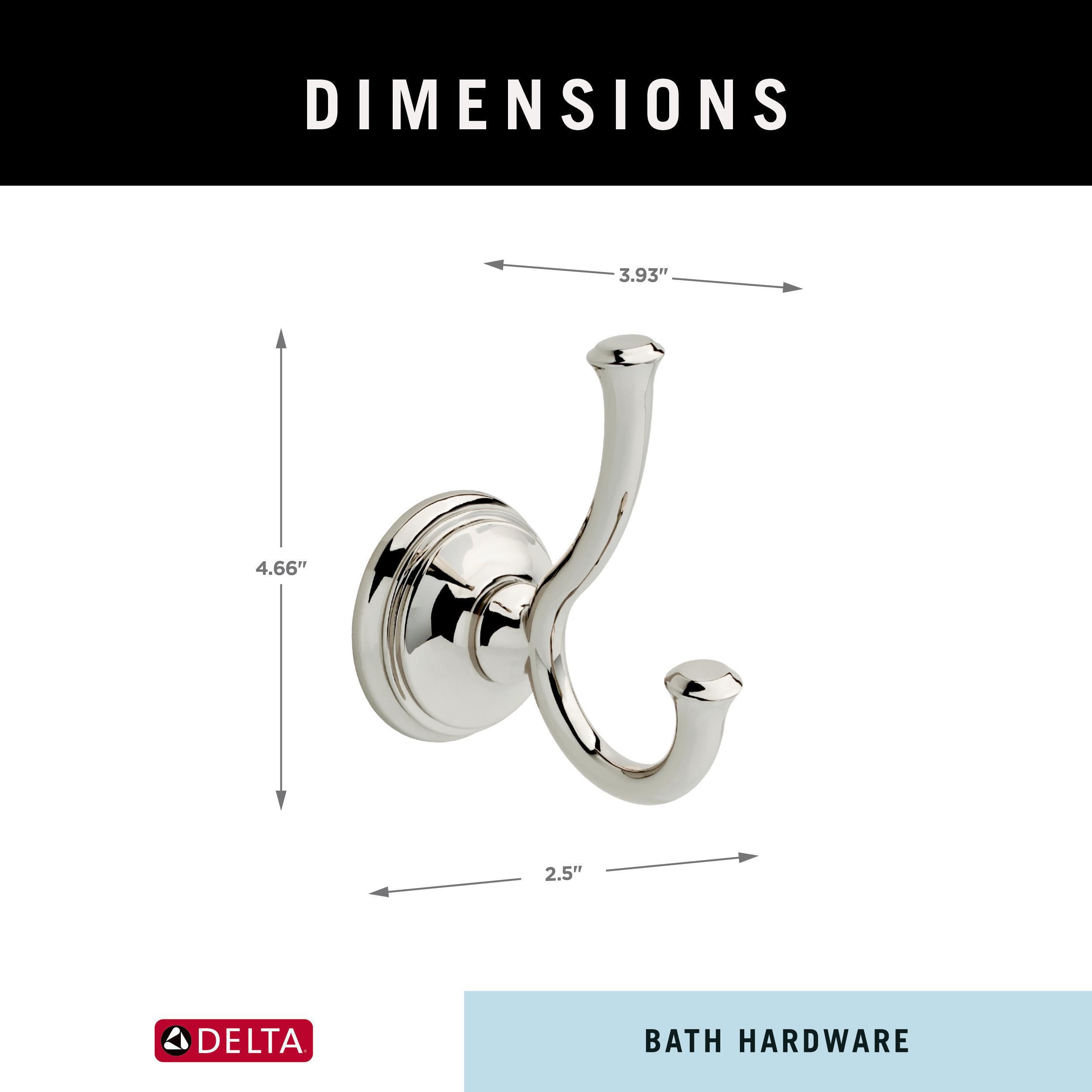 DELTA Cassidy, Robe Hook Polished Nickel Towel Holder, Bathroom Accessories, 79735-PN 3.88 x 2.50 x 3.88, 4.6 x 3.9 x 2.5 inches