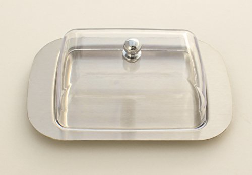 Zoie + Chloe Stainless Steel Butter Dish with Easy to Hold Lid