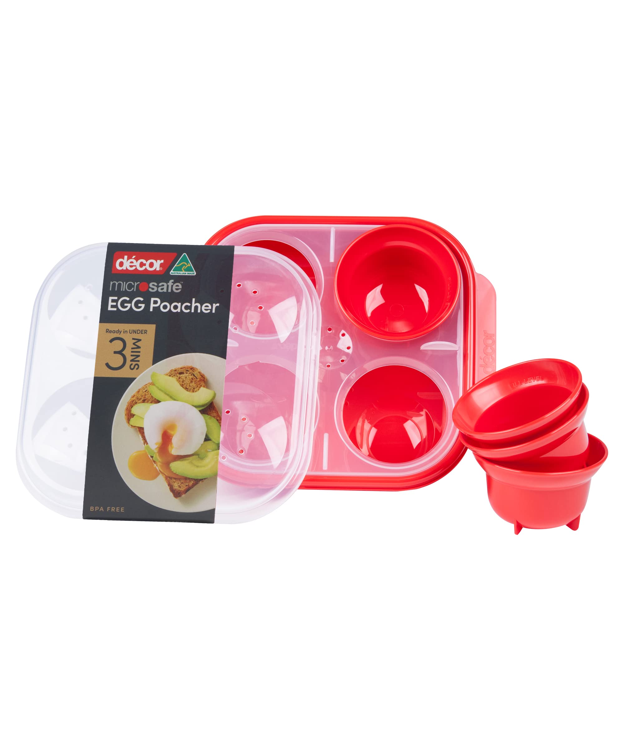 Decor Microsafe Egg Poacher One Size Red